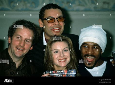 London Uk Library L R Chris Barrie Craig Charles Chloe Annett And