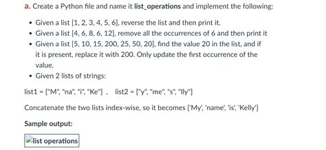 solved a create a python file and name it list operations