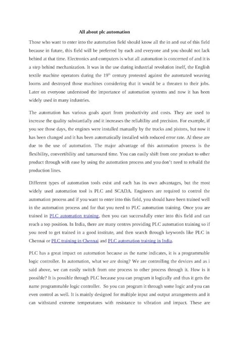 Doc All About Plc Automation Dokumen Tips