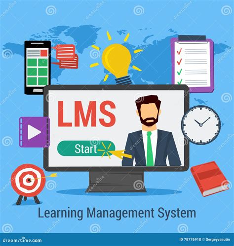 Vector Flat Blue Concept Of Lms Stock Vector Illustration Of Flat Improve 78776918