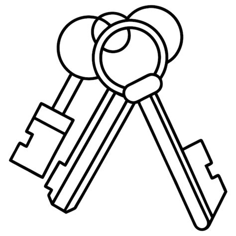 Keys Outline Coloring Book Page Line Art Drawing Premium Ai Generated