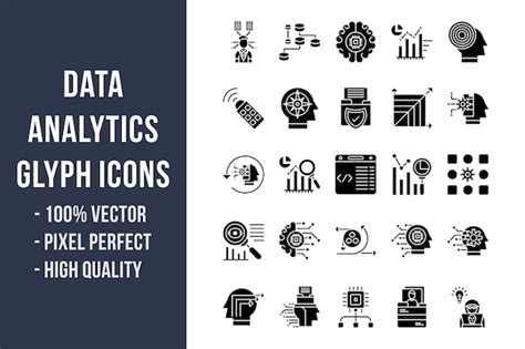 Premium Vector | Data analytics glyph icons