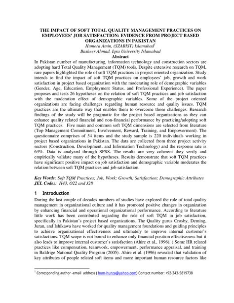 (PDF) The Impact of Soft Total Quality Management Practices on ...