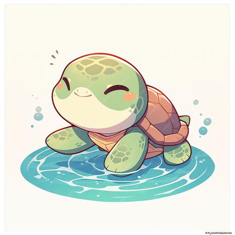 Premium Vector A Turtle On A Floating Object Cartoon Style