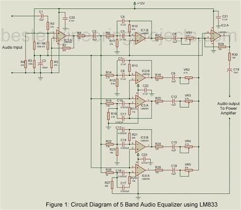 5 Band Audio Equalizer Circuit Using Lm833 Engineering Projects