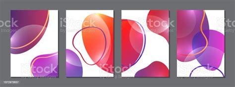 현대적인 배너 세트 동적 색상 모양과 선 흐르는 모양이 있는 그라데이션 추상 배너 로고 전단지 프레젠테이션 디자인용 템플릿 벡터 가리기에 대한 스톡 벡터 아트 및 기타