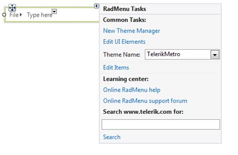 Smart Tag WinForms Menu Control Telerik UI For WinForms