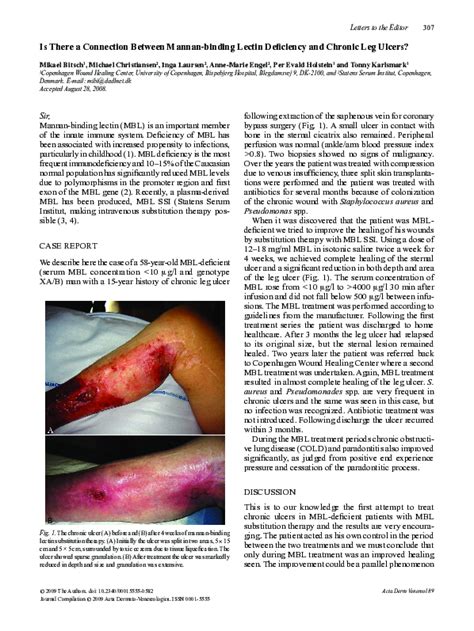 Pdf Is There A Connection Between Mannan Binding Lectin Deficiency And Chronic Leg Ulcers