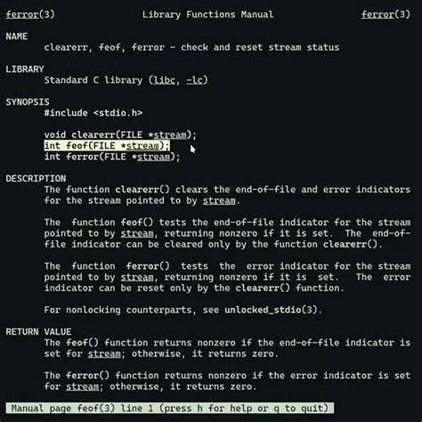 the feof and ferror c function clanguage cprogramming coding