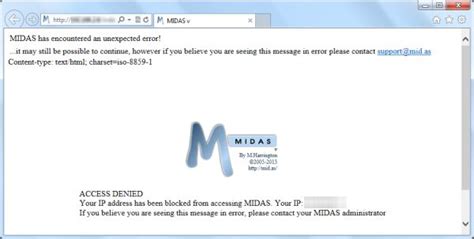 Midas Reports A Blocked Ip Address Error Immediately After Install