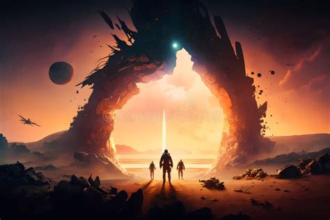 Futuristic Scene With Astronauts In Space Exploring A Planet Neural