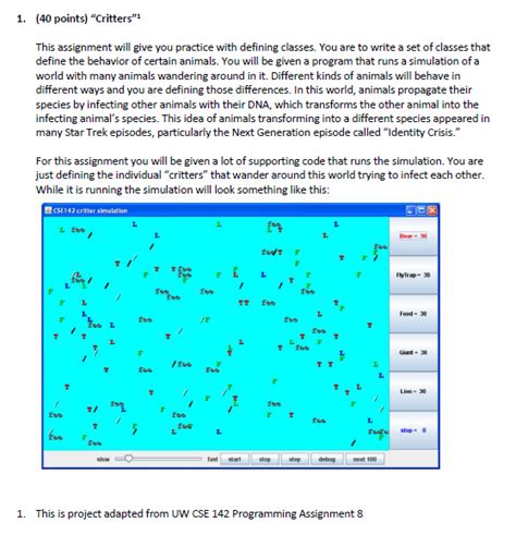 solved 1 40 points critters 1 this assignment will give