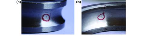 Photographic Views Of Defects A Inner Race Defect And B Outer Race