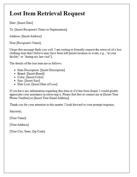 Letter Template For Lost Item Retrieval Request Free Samples In Pdf