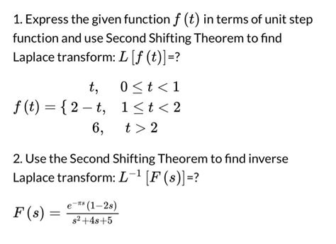 1 Express The Given Function Ft In Terms Of Unit