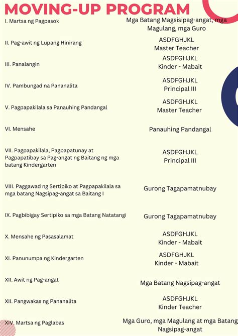 Sample Moving Up Program I Love Kindergarten