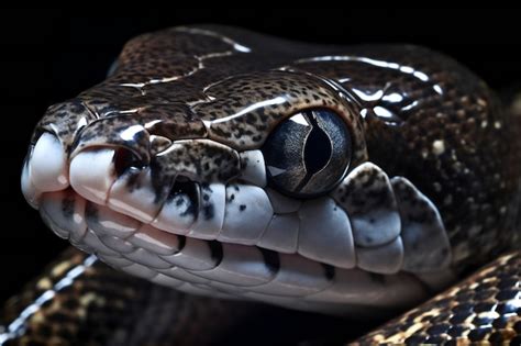 Premium Photo Portrait Of A Python Python Reticulatus On Black Background