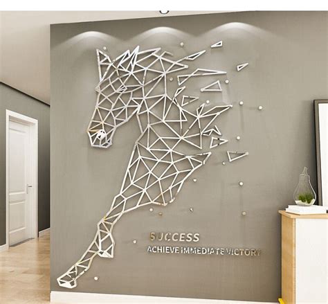 Простые акриловые настенные наклейки с лошадью 3d Diy домашний декор гостиная зеркальная