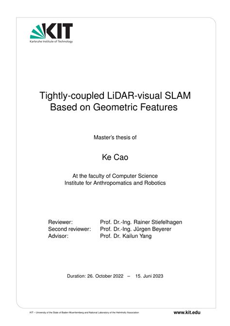 PDF Tightly Coupled LiDAR Visual SLAM Based On Geometric Features