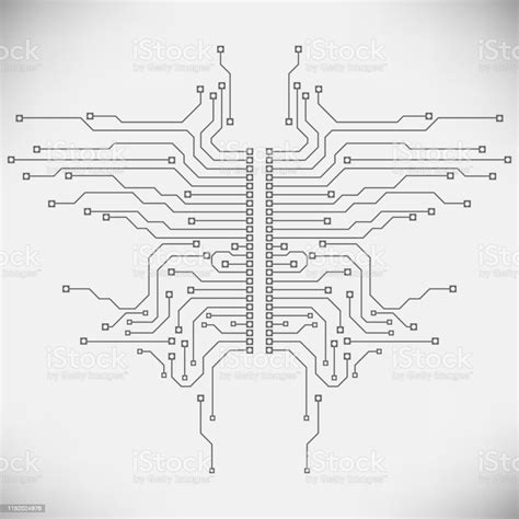 Circuit Board Cpu Microprocessor Data Transfer Technology Information Concept Vector Background