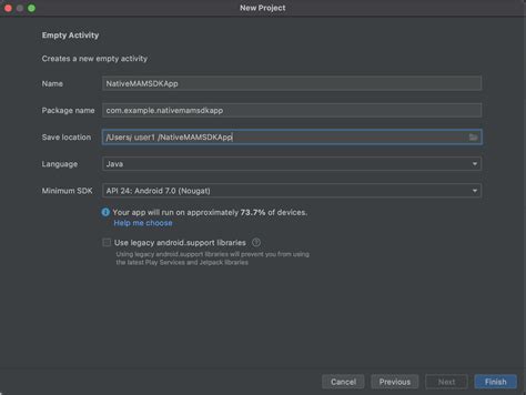 create a native android app with mam sdk android native