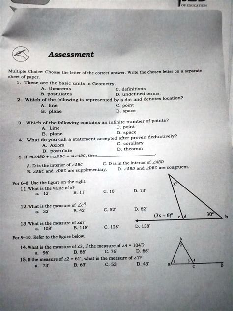 Solved Choose The Letter Of The Correct Answer Opeducanor Assessment Multiple Choice Choose