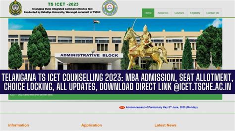Telangana TS ICET Counselling 2023 MBA Admission Seat Allotment Choice Locking Icet Tsche Ac