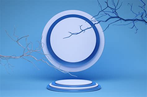 3d 모형 파스텔 블루 화이트 배경 원 포디움 세트의 추상 적 가지 0명에 대한 스톡 사진 및 기타 이미지 0명 건설 플랫폼 공란 Istock