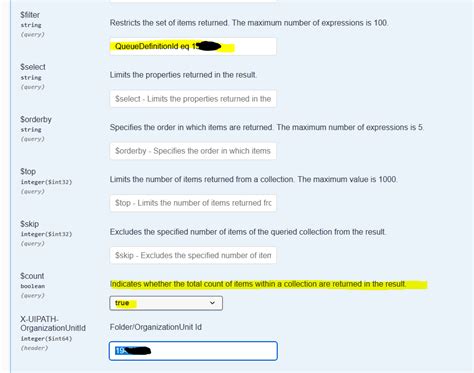 Getting Queue Count Using Orchestrator Request For Specific Queue