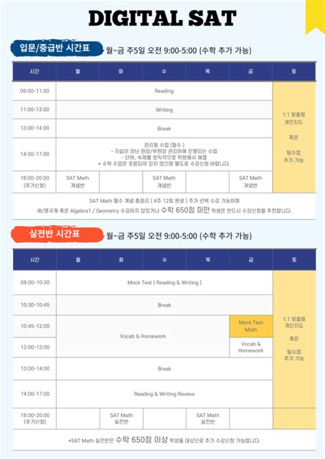 2024 여름방학 특강 프로그램 시간표 안내 블루큐브 어학원