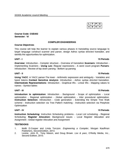 Compiler Engineering Syllabus Pdf Compiler Parsing