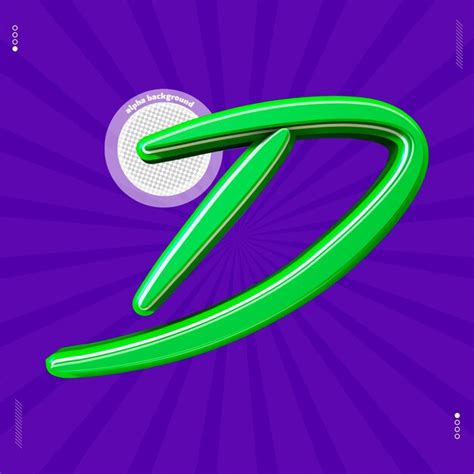 Premium PSD D Render Letter D Font Uppercase Green