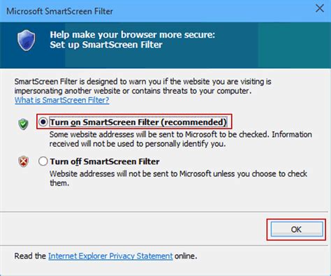 Enable Smart Screen Filter For Internet Explorer On Windows
