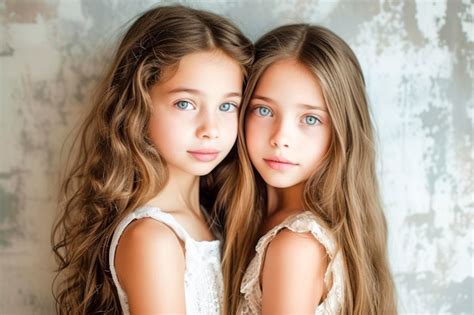 Portrait Of Two Girls In The Woods Girlfriends Premium Ai Generated Image