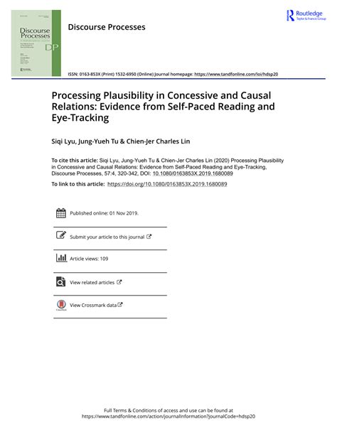 Pdf Processing Plausibility In Concessive And Causal Relations