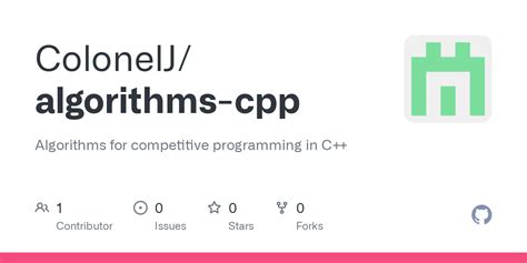 GitHub ColonelJ Algorithms Cpp Algorithms For Competitive Programming In C