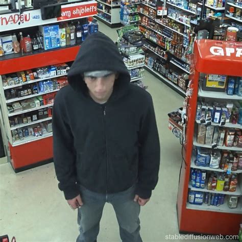 Gas Station Shoplifter On Security Camera Stable Diffusion Online
