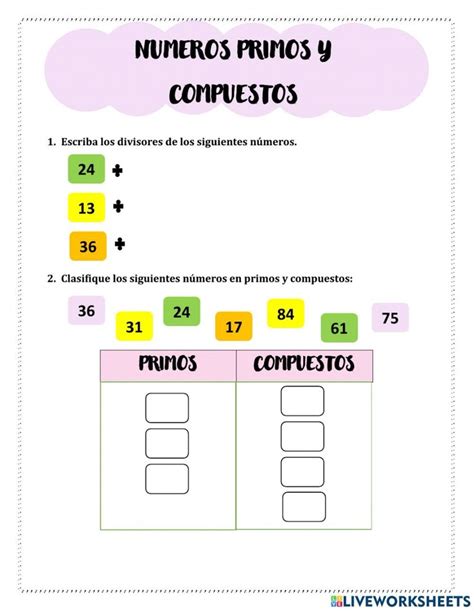 Ficha De Números Primos Y Compuestos Para Grade 6 Números Primos Ejercicios De Simetría