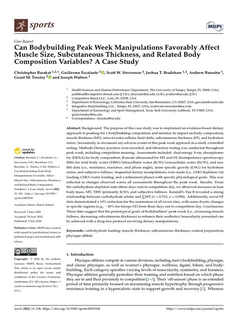 can bodybuilding peak week manipulations favorably affect muscle size