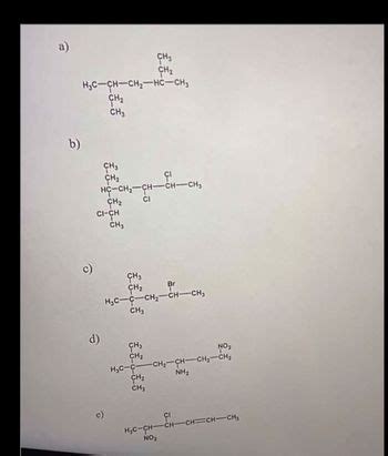 Answered a b HCCHCH HCCHy CH₂ CH₂ c CH₂ CH₂ d çı HC CH CHCHCH3 CI CH₂ CI CH CH3 CH3