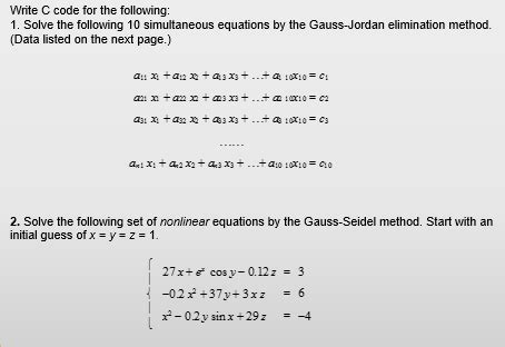 Solved Write C Code For The Following 1 Solve The Chegg Com