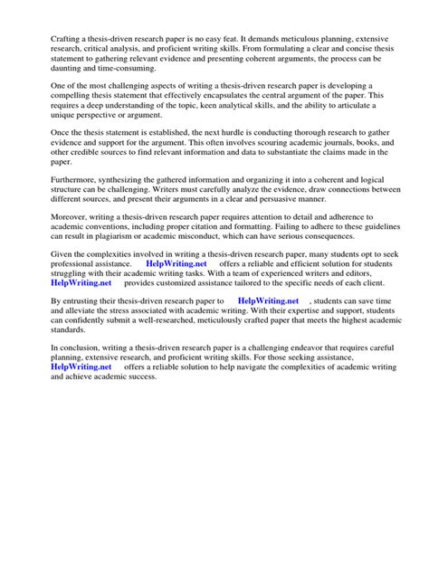 What Is A Thesis Driven Research Paper Pdf Essays Thesis