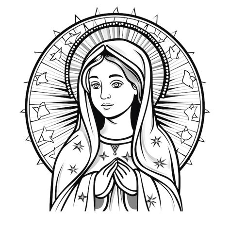 Premium Ai Image A Black And White Drawing Of A Virgin Mary