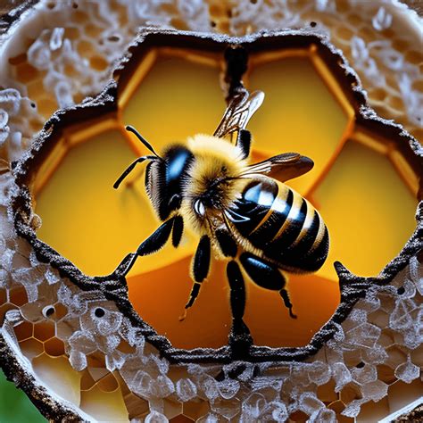 Honey Bee On Honeycomb Graphic · Creative Fabrica