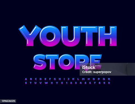 벡터 세련된 로고 청소년 가게 크리에이티브 알파벳 문자와 숫자 세트 그라데이션에 대한 스톡 벡터 아트 및 기타 이미지 그라데이션 그래픽 프린트 다중 색상 Istock