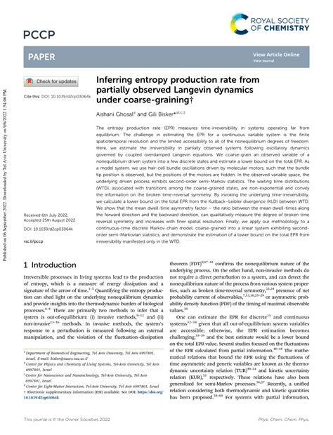 Pdf Inferring Entropy Production Rate From Partially Observed