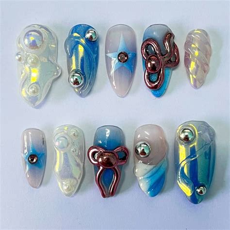 Style Gratuit 3d Chromé Avec Nœud à Presser Sur Les Ongles Faux Ongle