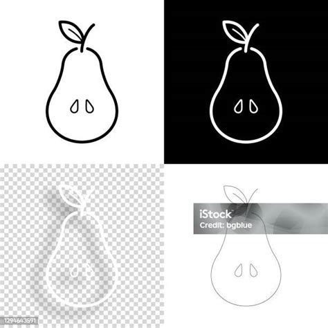 배 디자인 아이콘입니다 빈 흰색 및 검은색 배경 선 아이콘 과일에 대한 스톡 벡터 아트 및 기타 이미지 과일 흑백 개념 Istock