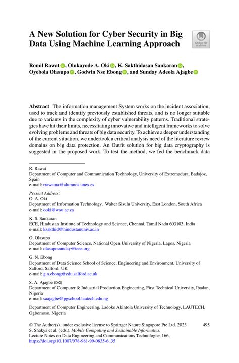 Pdf A New Solution For Cyber Security In Big Data Using Machine Learning Approach