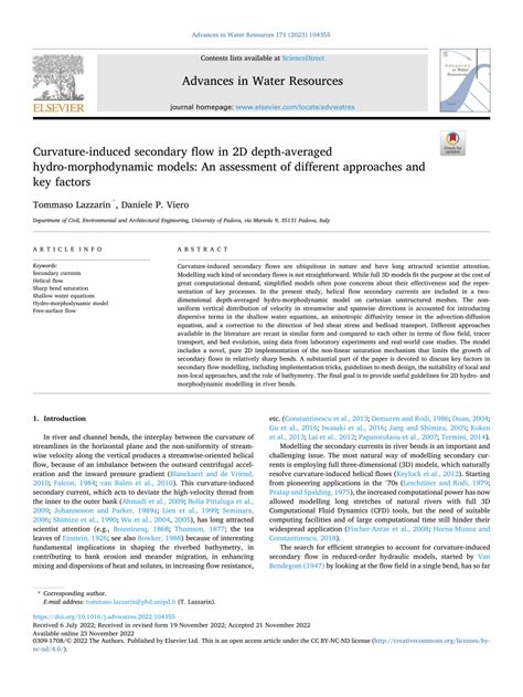Pdf Curvature Induced Secondary Flow In 2d Depth Averaged Hydro Morphodynamic Models An